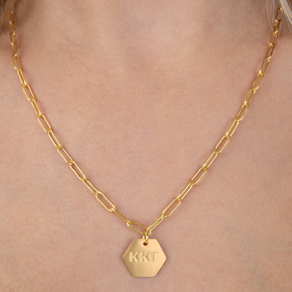Kappa Alpha Theta Paperclip Necklace with KAT Sorority Pendant – Campus ...