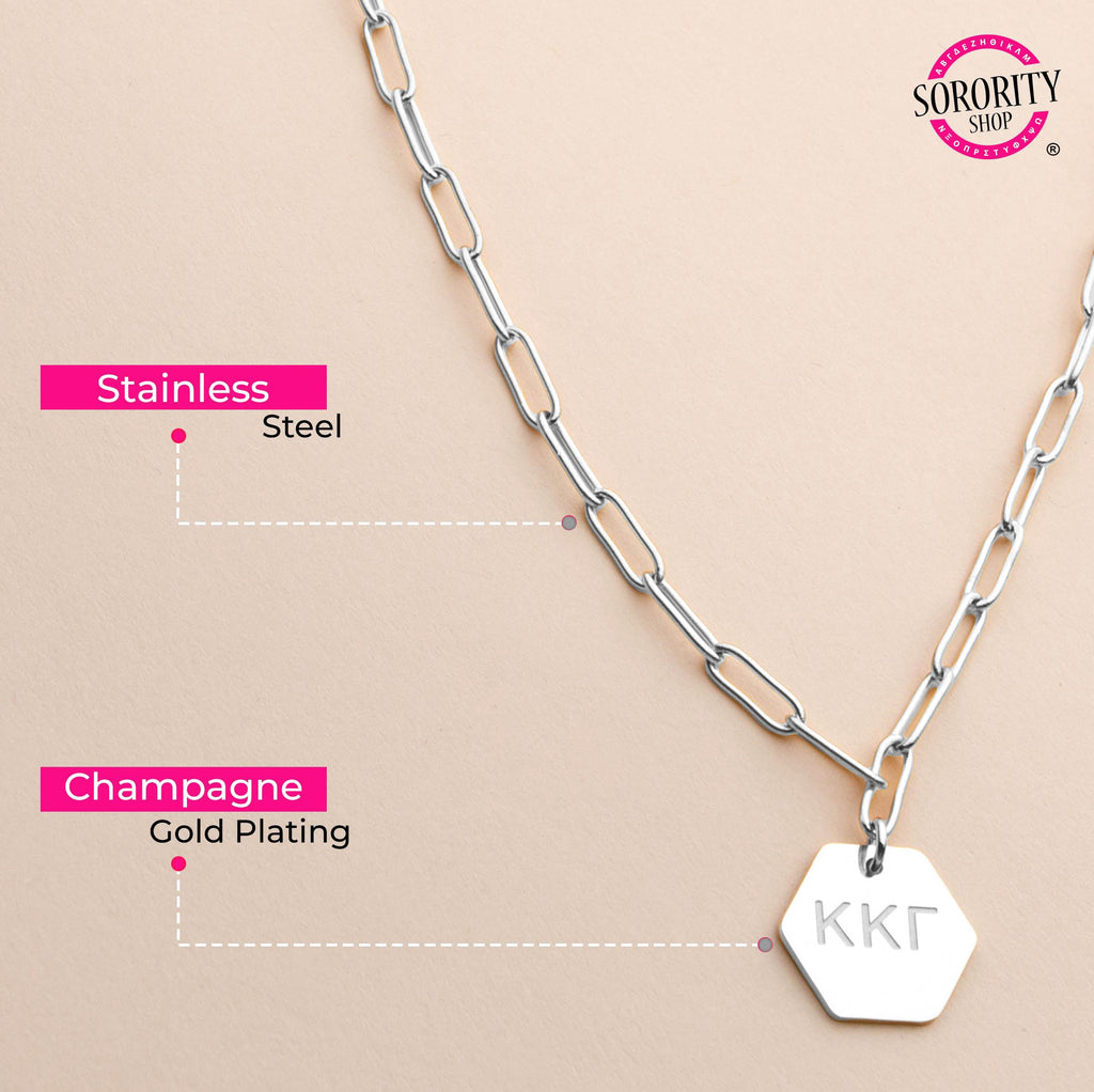 Gamma Phi Beta Necklace- Silver Paperclip Style with GPB Pendant ...