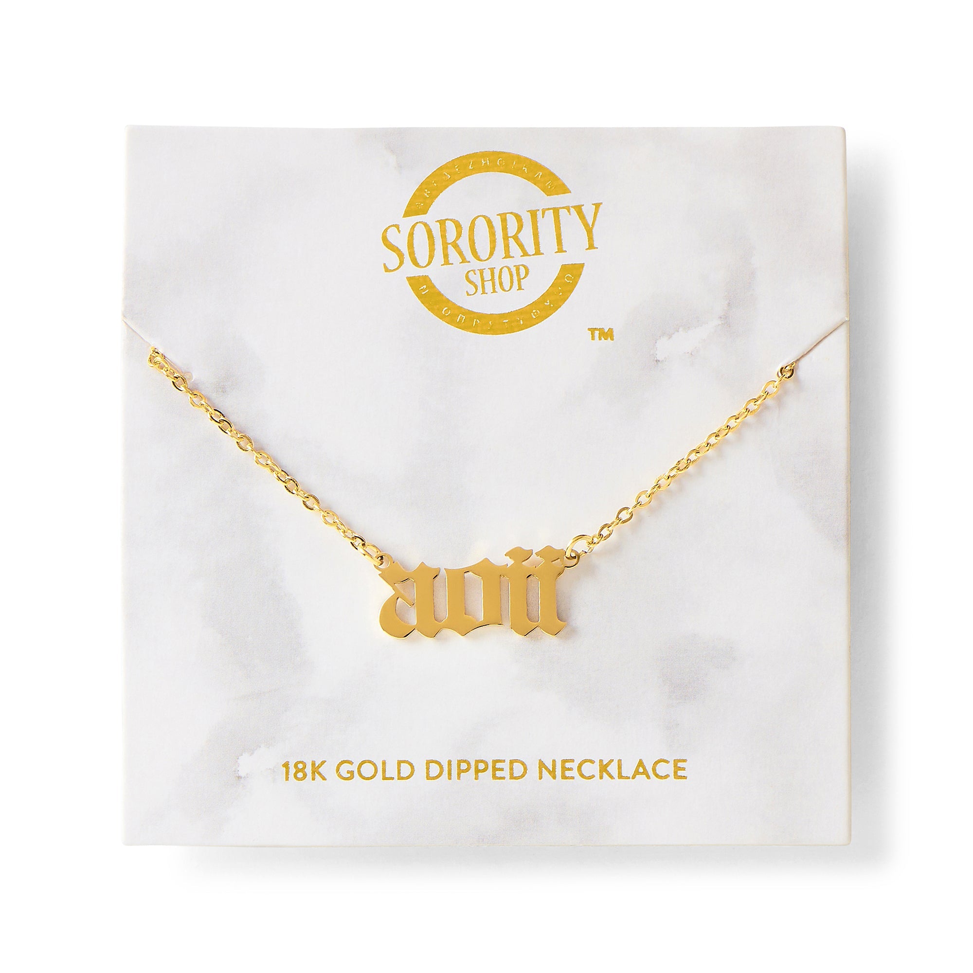 Alpha Omicron Pi Old English Style Sorority Necklace – Campus Connection