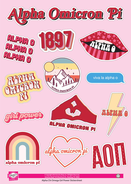 Alpha Omicron Pi Girl Power Sticker Sheet – Campus Connection