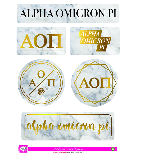 Alpha Omicron Pi Marble Sticker Sheet – Campus Connection
