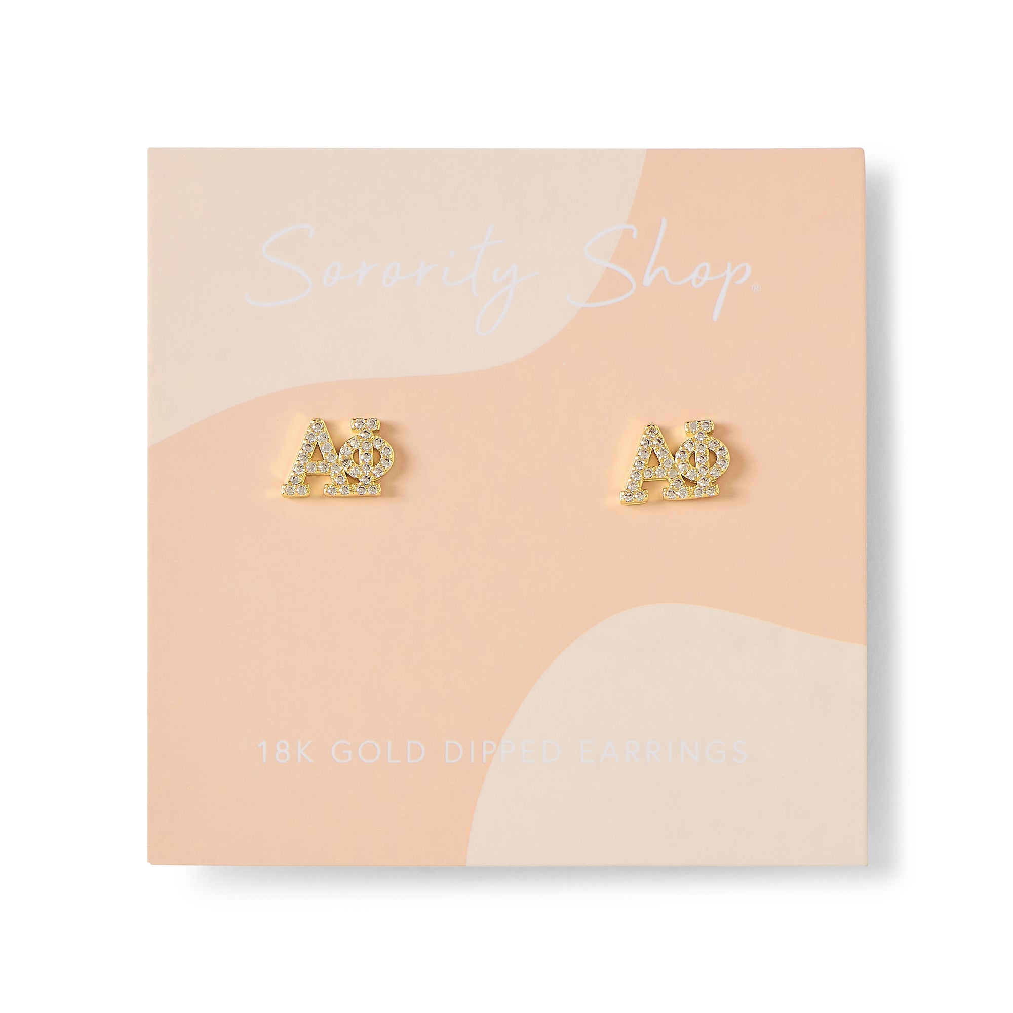 Alpha Phi 18k Gold Plated Stud Earrings – Campus Connection