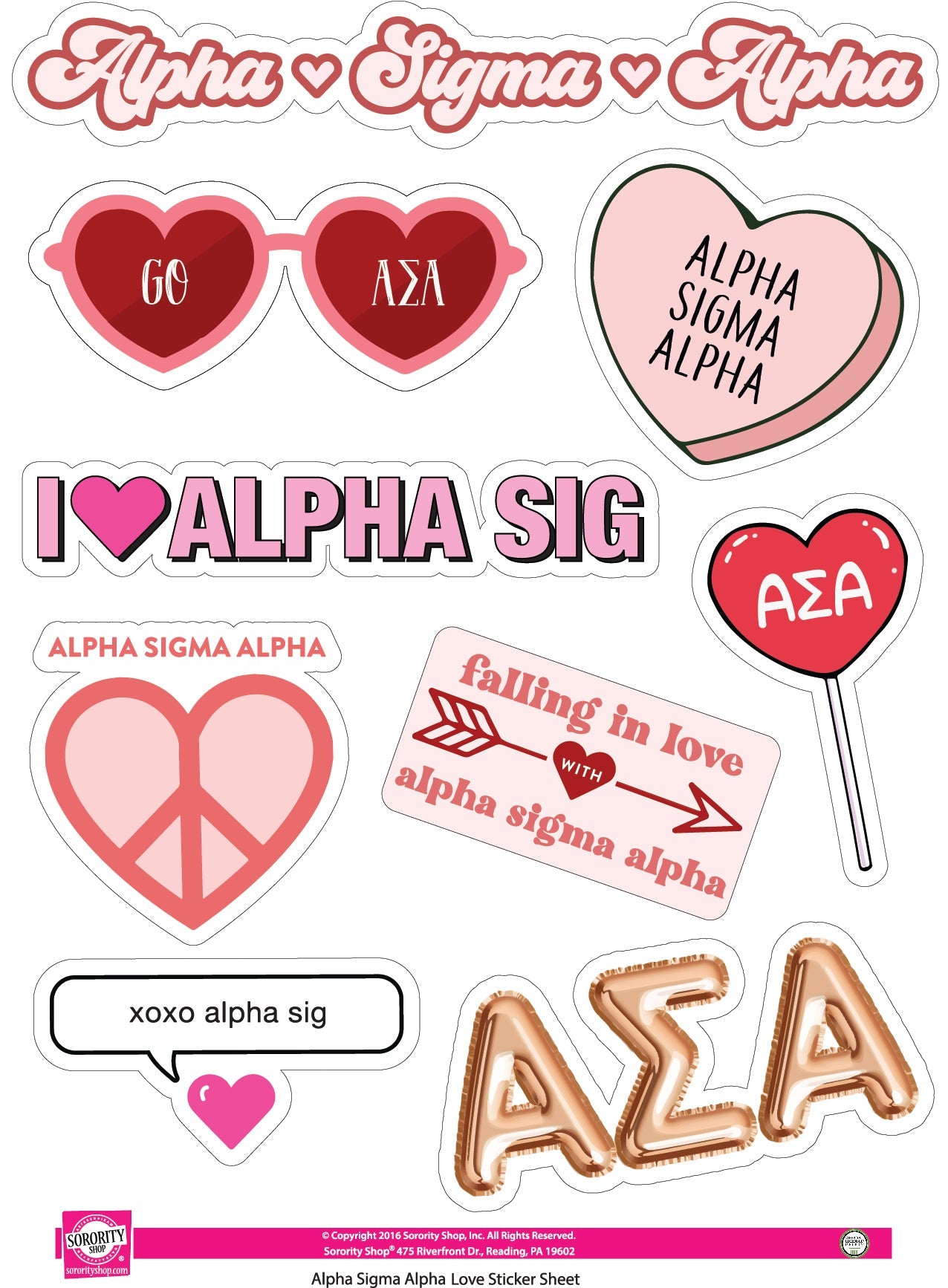 Alpha Sigma Alpha- Sticker Sheet- Love Theme – Campus Connection