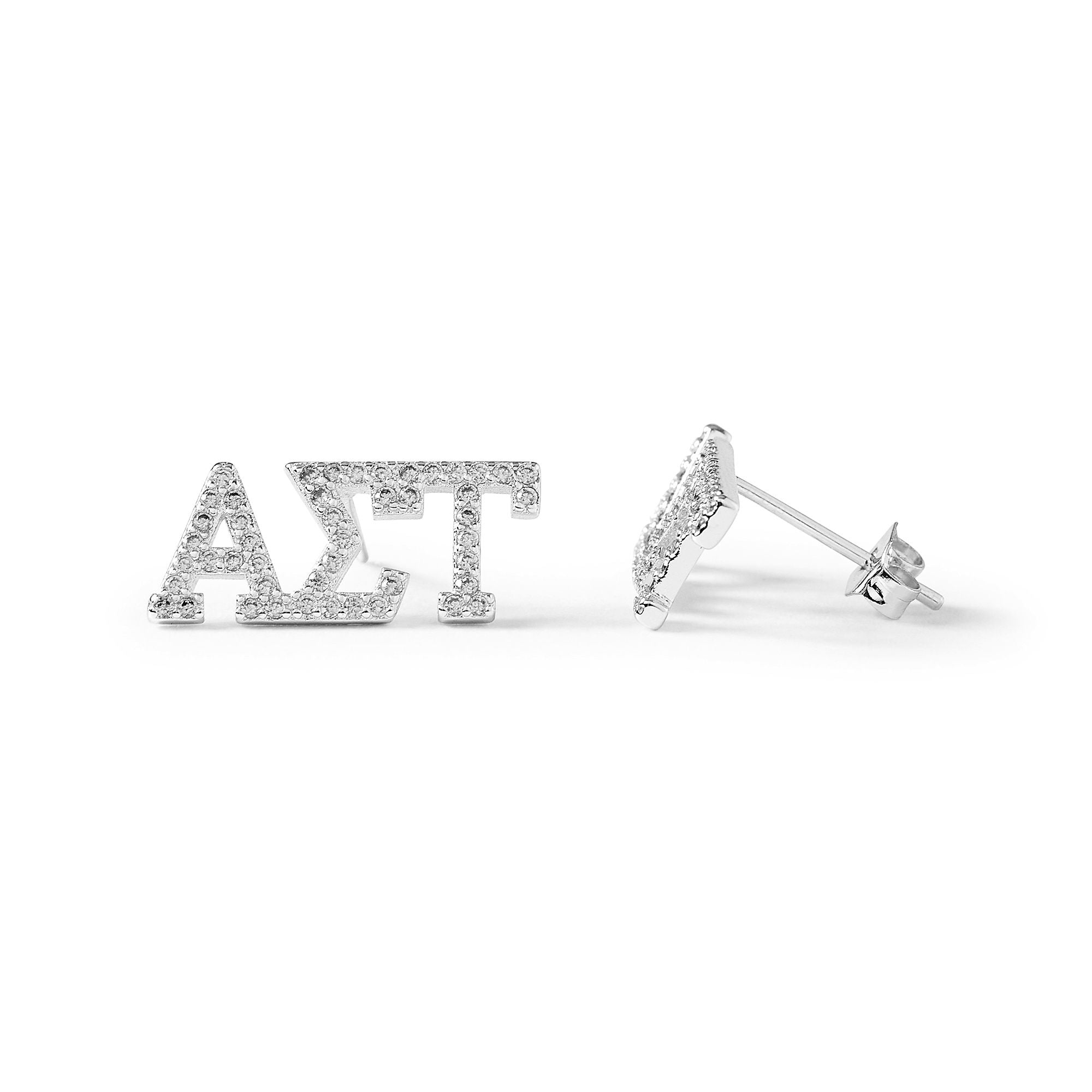 Alpha Sigma Tau White Gold Plated Stud Earrings – Campus Connection