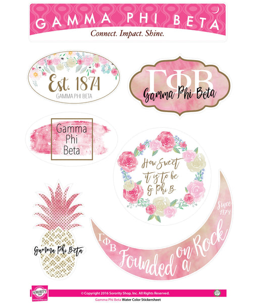 Gamma Phi Beta Water Color stickers – Campus Connection