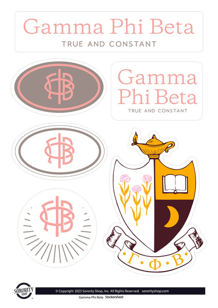 Gamma Phi Beta Sorority Sticker Sheet- Brand Focus – Campus Connection