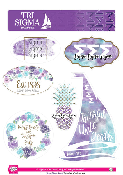 Sigma Sigma Sigma Water Color stickers – Campus Connection