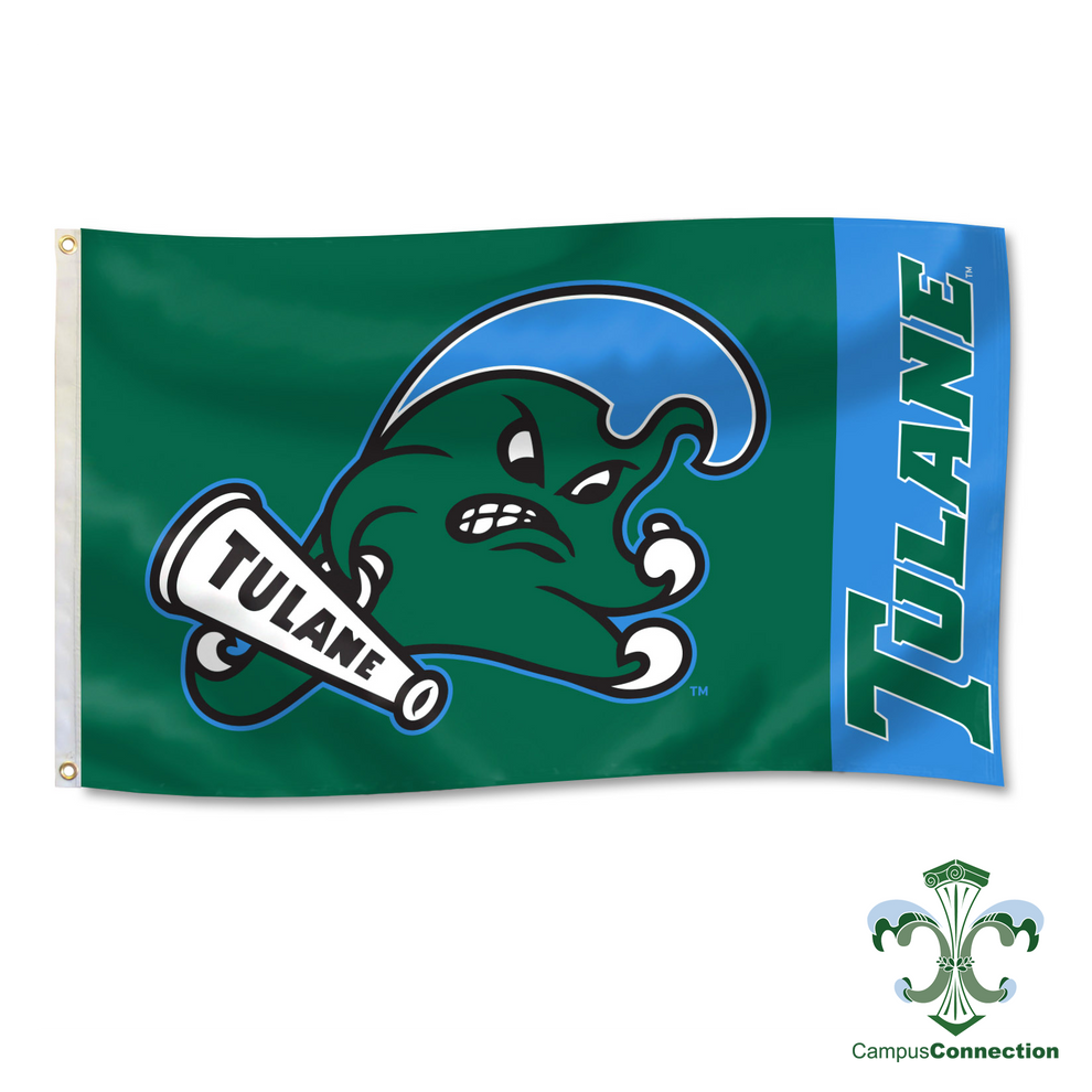 Tulane Angry Wave Flag - Green – Campus Connection