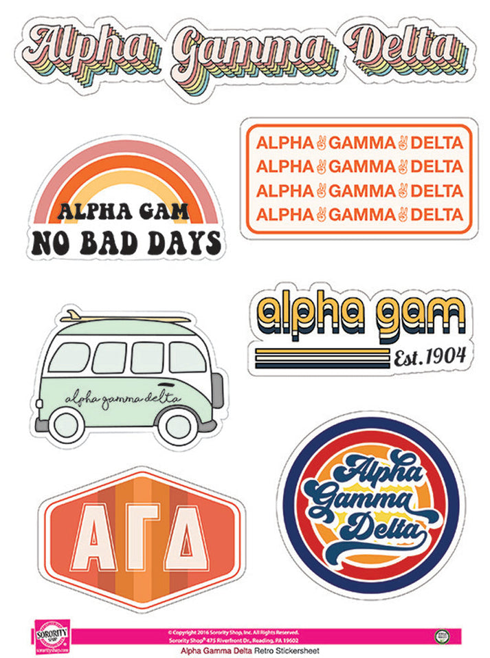 Alpha Gamma Delta Retro Sticker Sheet – Campus Connection