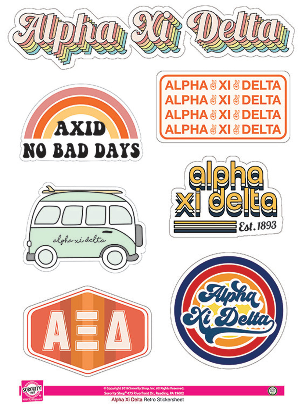Alpha Xi Delta Retro Sticker Sheet – Campus Connection