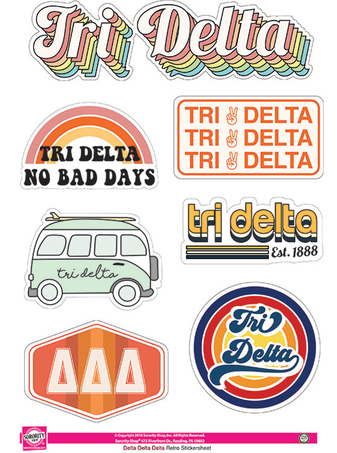 Delta Delta Delta Retro Sticker Sheet – Campus Connection