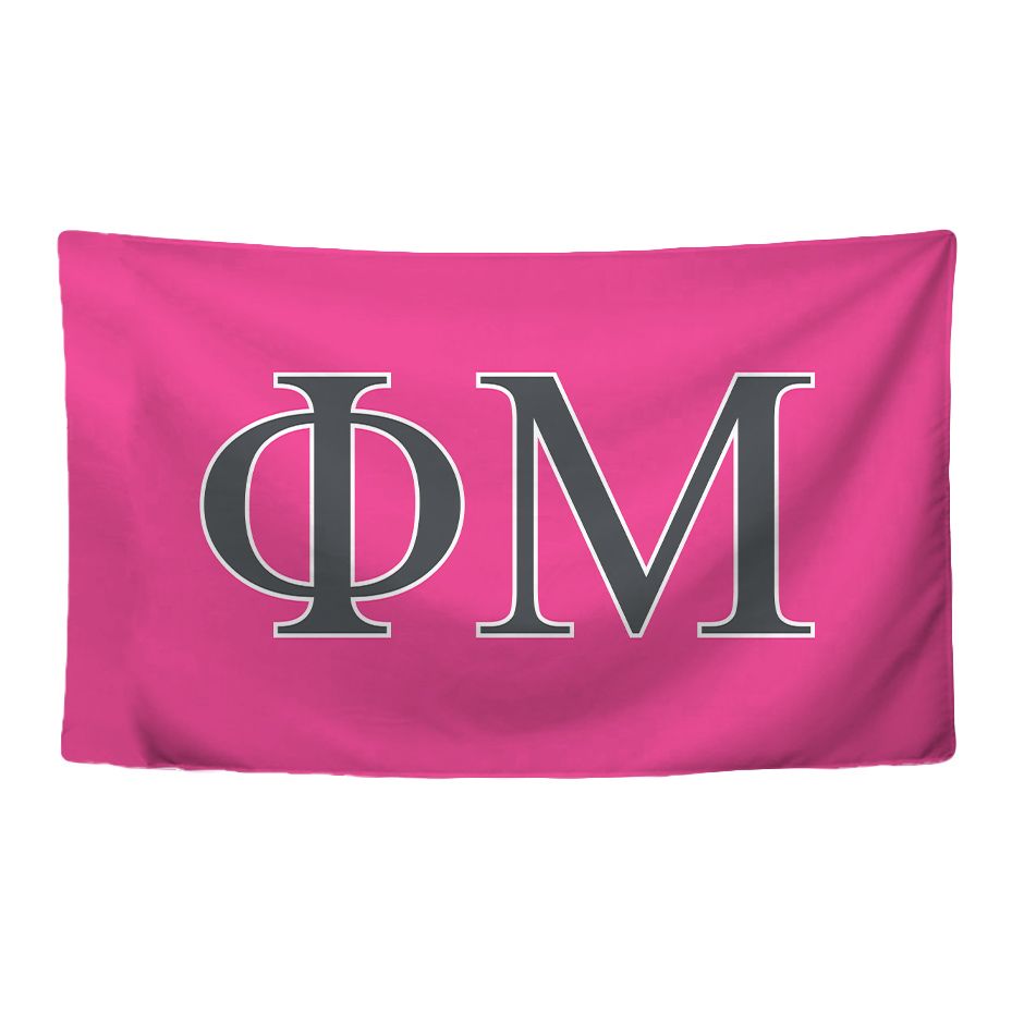 Phi Mu Sorority Greek Letters Flag, Two-Color Design – Campus Connection
