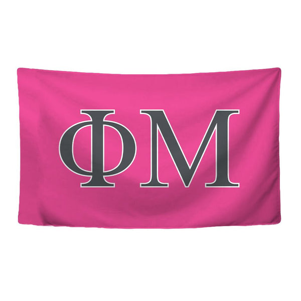 Phi Mu Sorority Greek Letters Flag, Two-Color Design – Campus Connection